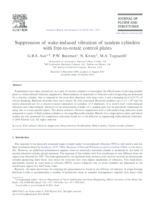(PDF) Suppression of wake-induced vibration of tandem cylinders with ...