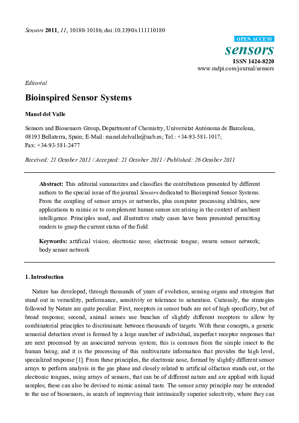 (PDF) Bioinspired Sensor Systems