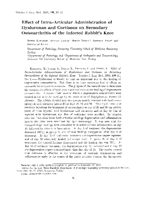 (PDF) Effect of Intra-Articular Administration of Hyaluronan and ...