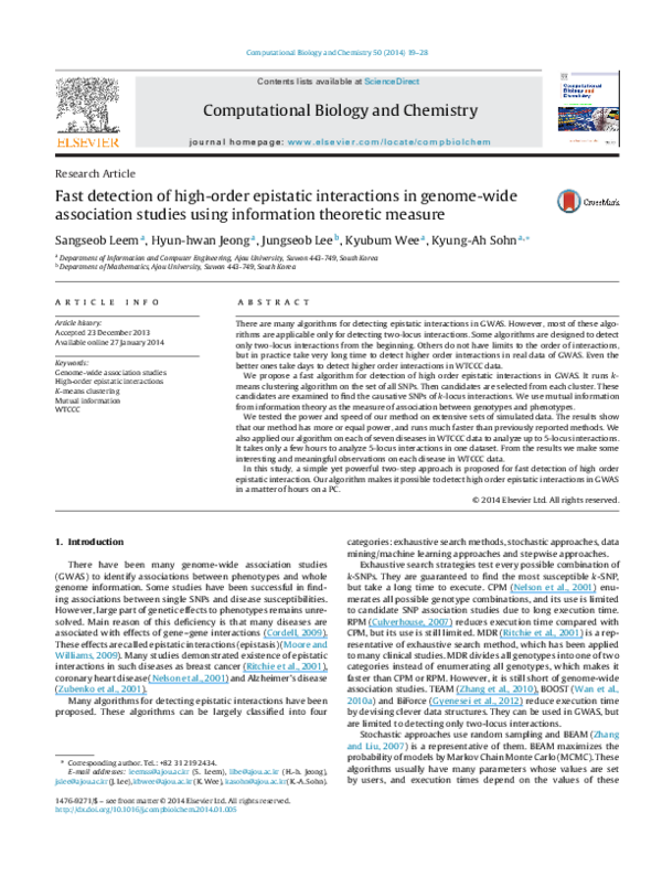 (PDF) Fast detection of high-order epistatic interactions in genome-wide association studies ...