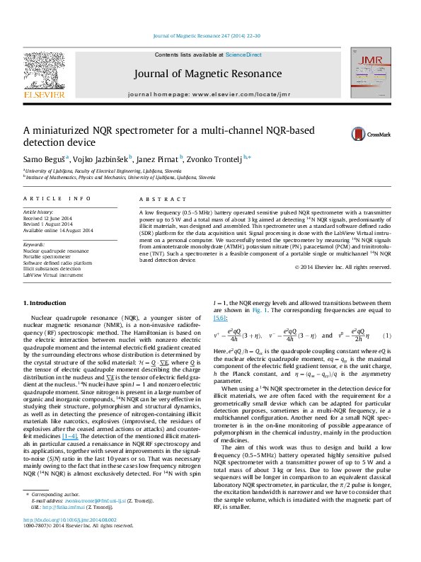 (PDF) A miniaturized NQR spectrometer for a multi-channel NQR-based detection device
