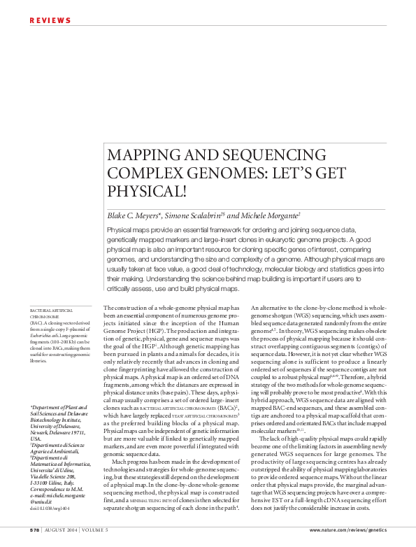Pdf Mapping And Sequencing Complex Genomes Lets Get Physical