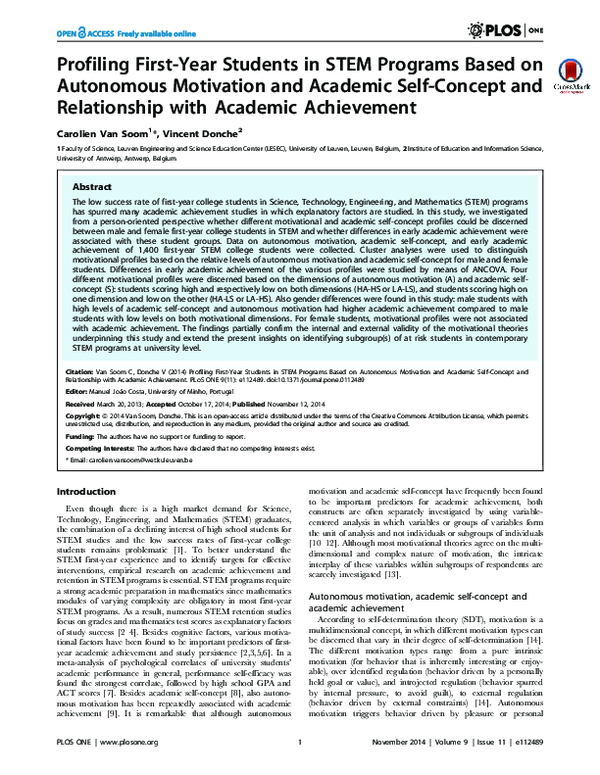 (PDF) Profiling First-Year Students in STEM Programs Based on ...