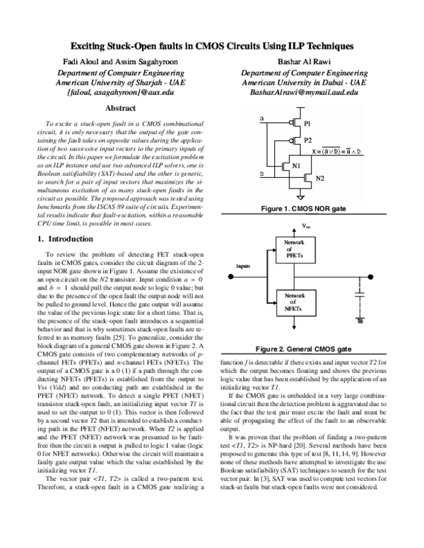 Pdf Exciting Stuck Open Faults In Cmos Circuits Using Ilp Techniques