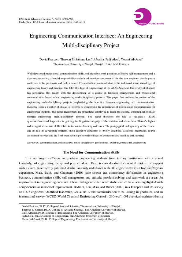 (PDF) Engineering Communication Interface: An Engineering Multi ...