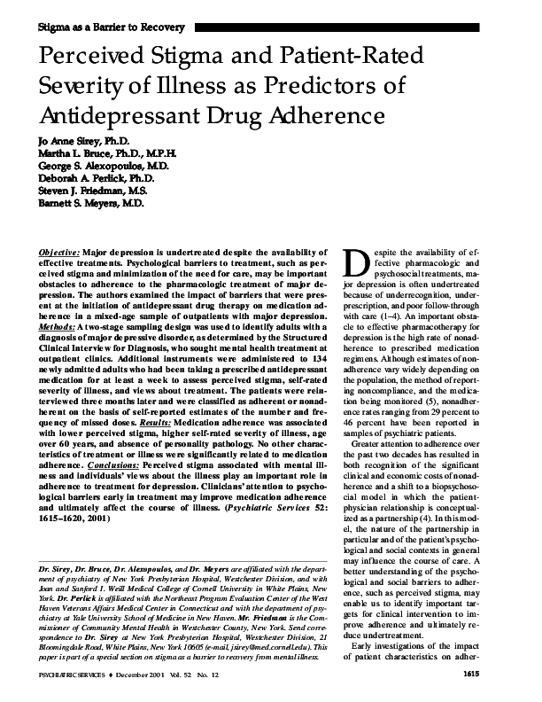 (PDF) Stigma as a Barrier to Recovery: Perceived Stigma and Patient ...