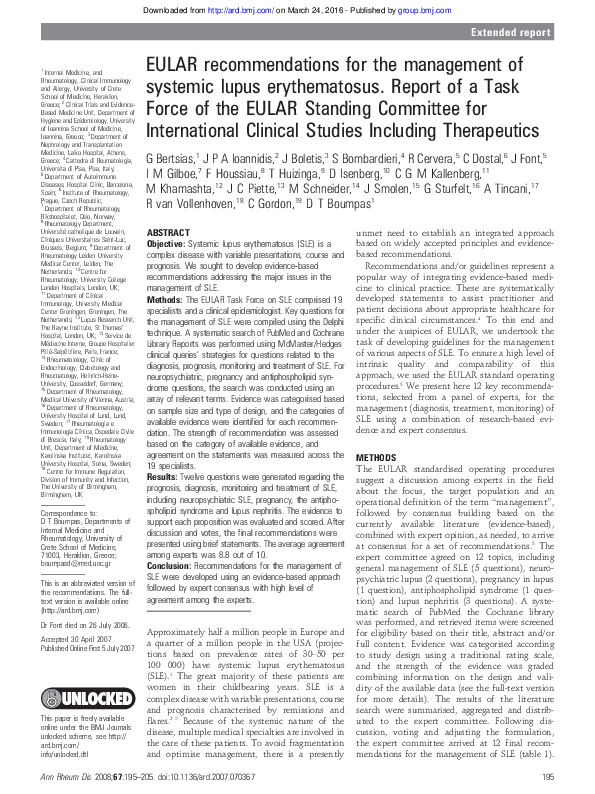 (PDF) EULAR recommendations for the management of systemic lupus ...
