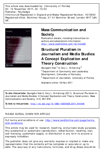 (PDF) Structural Pluralism in Journalism and Media Studies: A Concept ...