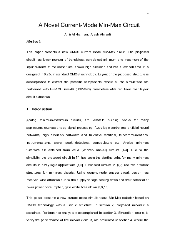 (PDF) A novel current-mode min–max circuit