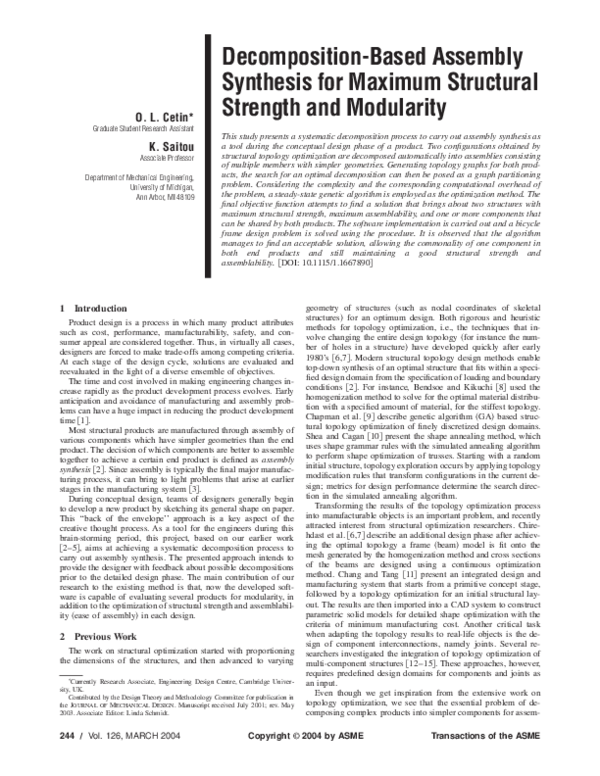 (PDF) Decomposition-Based Assembly Synthesis for Maximum Structural Strength and Modularity