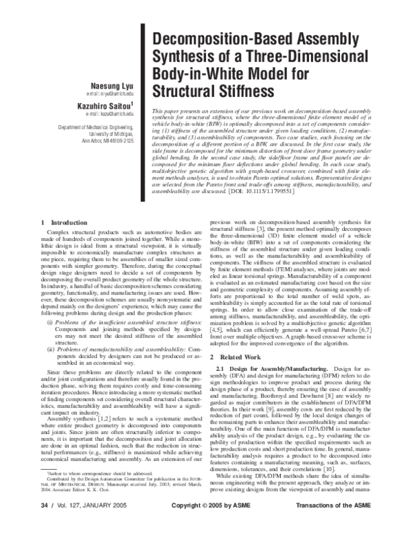 (PDF) Decomposition-Based Assembly Synthesis of a 3D Body-in-White Model for Structural ...