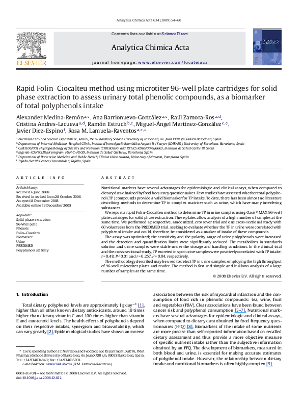 (PDF) Rapid Folin–Ciocalteu method using microtiter 96-well plate ...