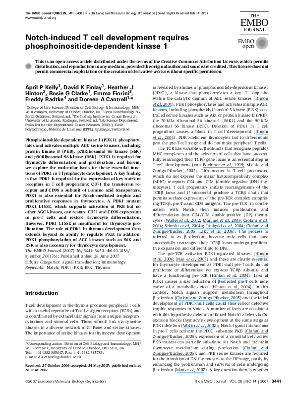 (PDF) Notch-induced T cell development requires phosphoinositide ...
