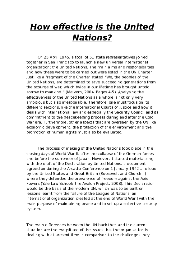 (DOC) How effective is the United Nations?