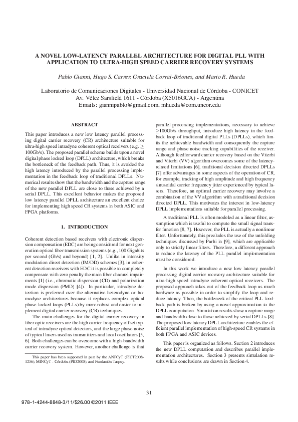 (PDF) A novel low-latency parallel architecture for digital PLL with ...