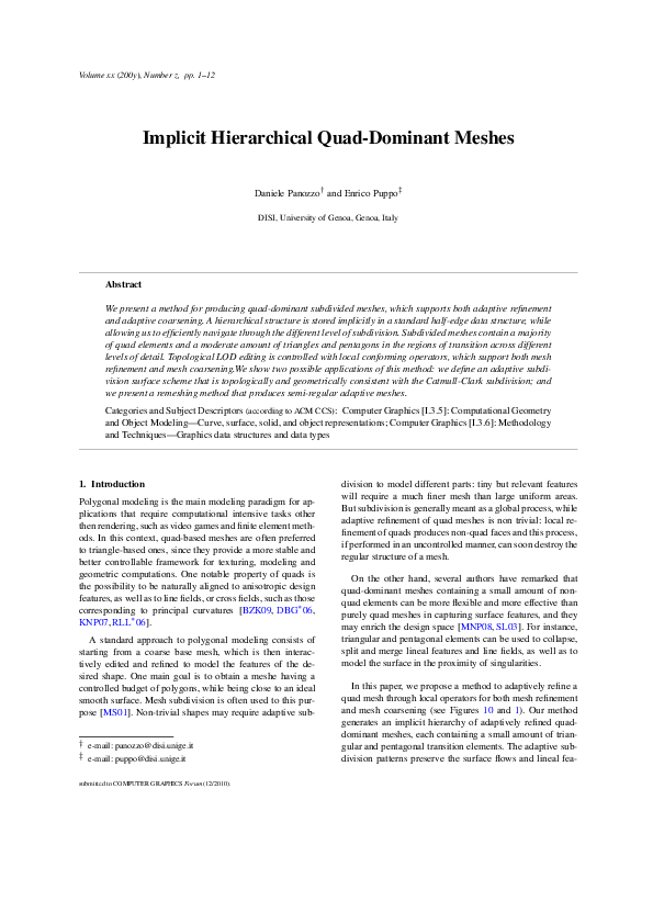 (PDF) Implicit Hierarchical Quad-Dominant Meshes