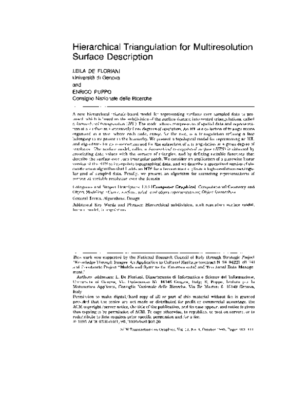(PDF) Hierarchical triangulation for multiresolution surface description