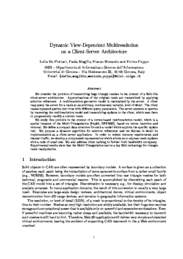 (PDF) Dynamic view-dependent multiresolution on a client–server architecture