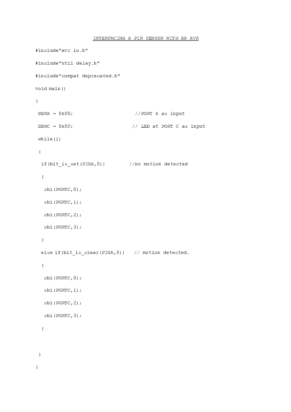 (DOC) INTERFACING A PIR SENSOR WITH AN AVR