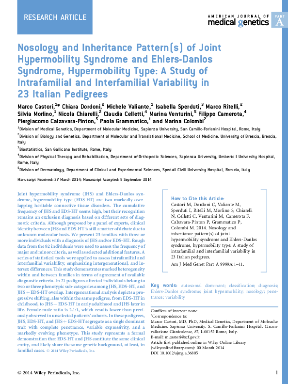 (PDF) Nosology and inheritance pattern(s) of joint hypermobility ...