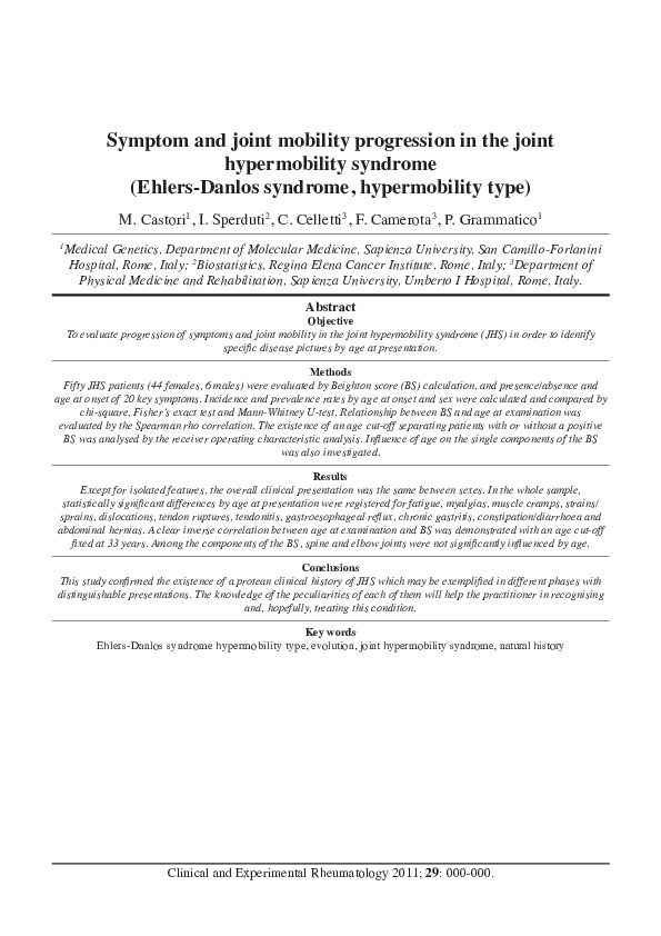 (PDF) Symptom and joint mobility progression in the joint hypermobility ...