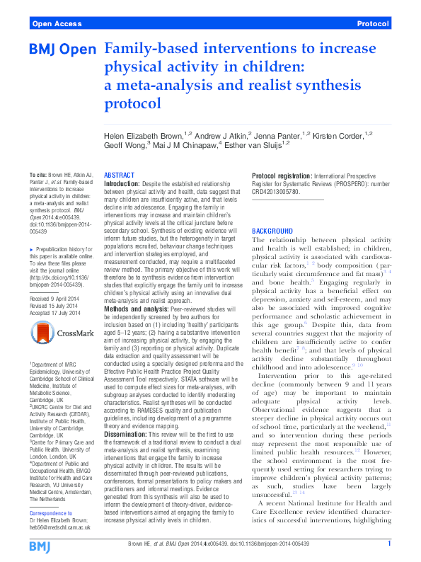 (PDF) Family-based interventions to increase physical activity in ...