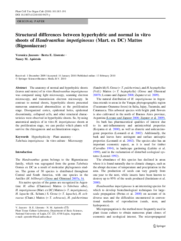 (PDF) Structural differences between hyperhydric and normal in vitro ...