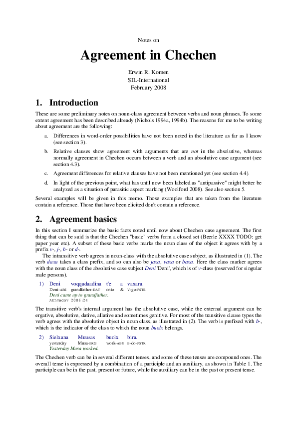 (PDF) Chechen Agreement