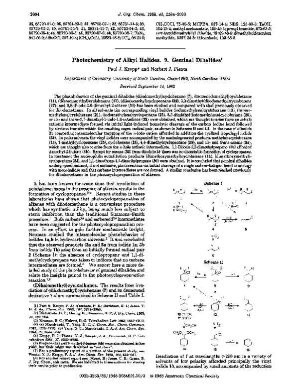 (PDF) Photochemistry of alkyl halides. 9. Geminal dihalides