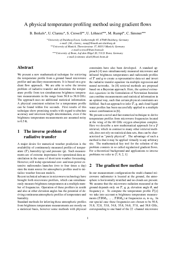 (PDF) A physical temperature profiling method using gradient flows