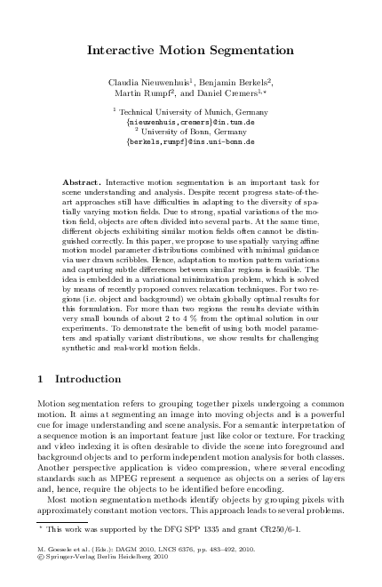 (PDF) Interactive Motion Segmentation