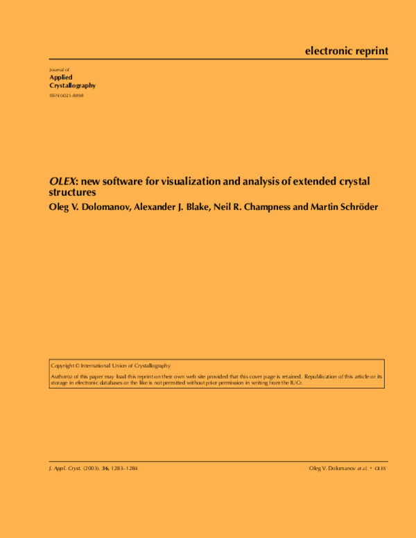 (PDF) OLEX : new software for visualization and analysis of extended ...