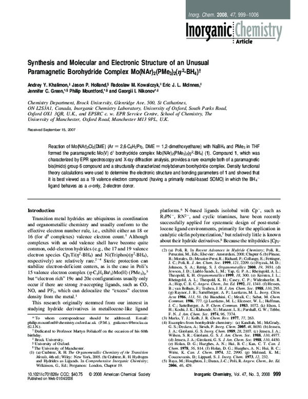 (PDF) Synthesis and molecular and electronic structure of monomeric [Ti ...