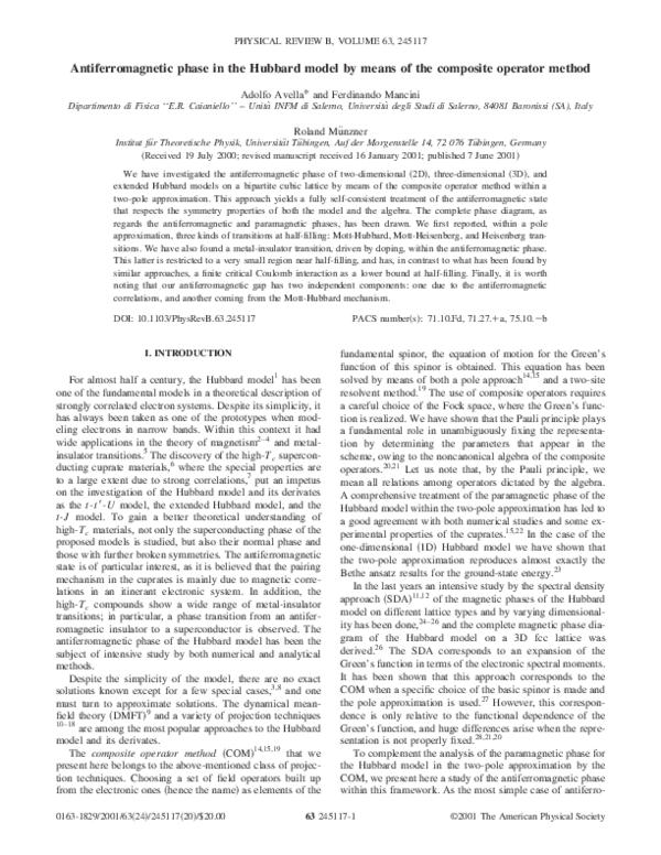(PDF) Antiferromagnetic phase in the Hubbard model by means of the composite operator method