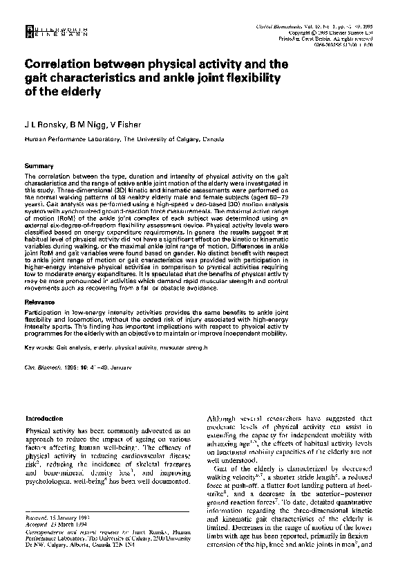 (PDF) Correlation between physical activity and the gait characteristics and ankle joint ...