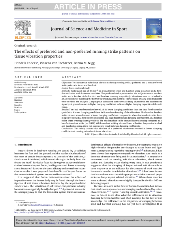 (PDF) The effects of preferred and non-preferred running strike ...