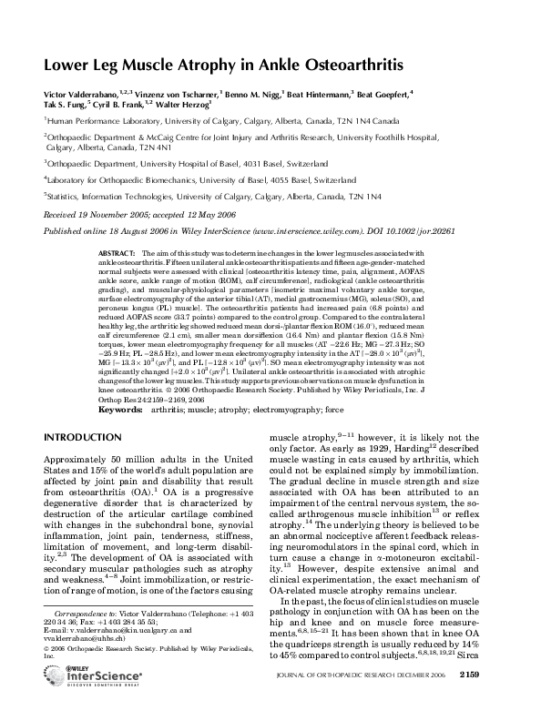 (PDF) Lower leg muscle atrophy in ankle osteoarthritis