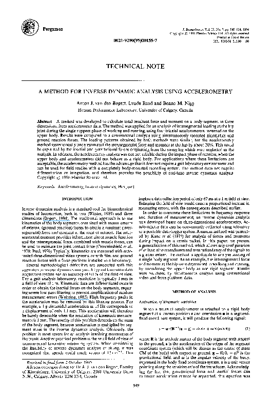 (PDF) A method for inverse dynamic analysis using accelerometry