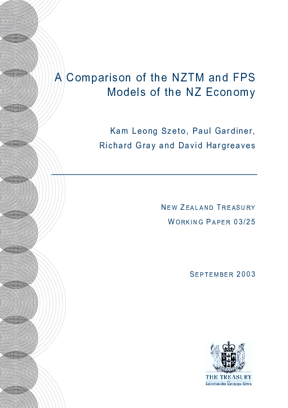 (PDF) A Comparison of the NZTM and FPS Models of the New Zealand Economy