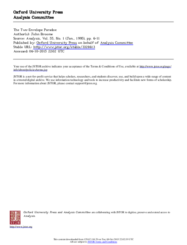 (PDF) The two-envelope paradox