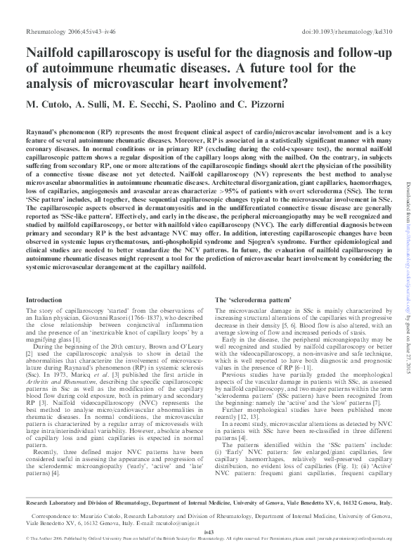 (PDF) Nailfold capillaroscopy is useful for the diagnosis and follow-up ...