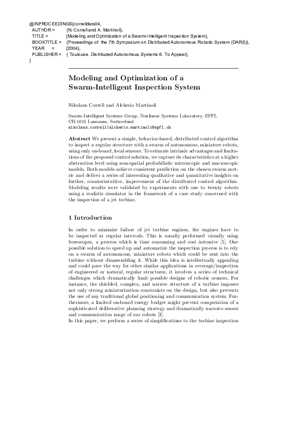 (PDF) Modeling and optimization of a swarm-intelligent inspection system