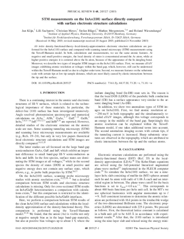 (PDF) Sputtered and annealed InAs() : an unreconstructed surface | J ...