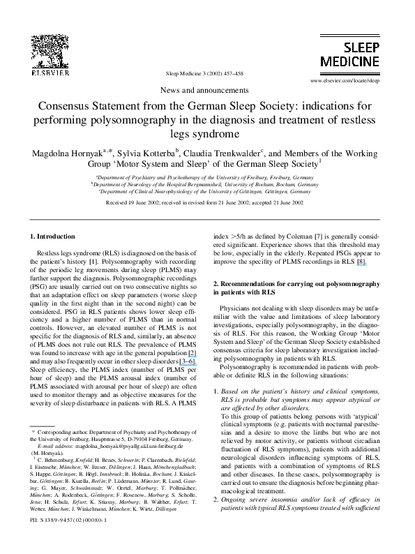 (PDF) Indications for Performing Polysomnography in the Diagnosis and ...