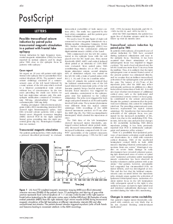 (PDF) Possible transcallosal seizure induction by paired pulse transcranial magnetic stimulation ...