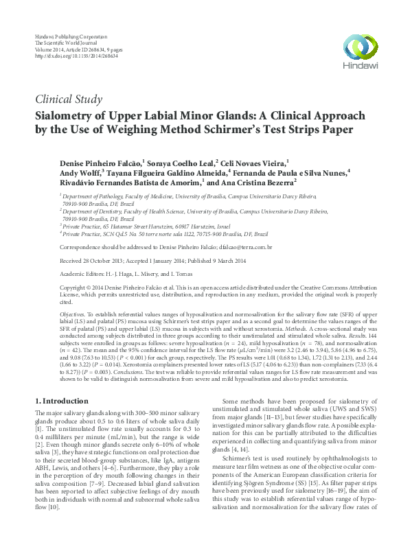 (PDF) Sialometry of upper labial minor glands: a clinical approach by ...