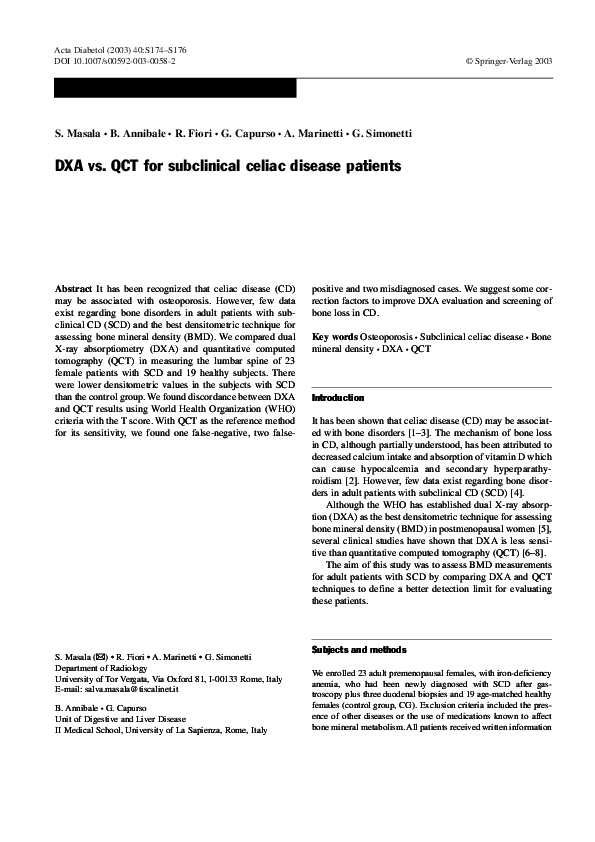 (PDF) DXA vs. QCT for subclinical celiac disease patients