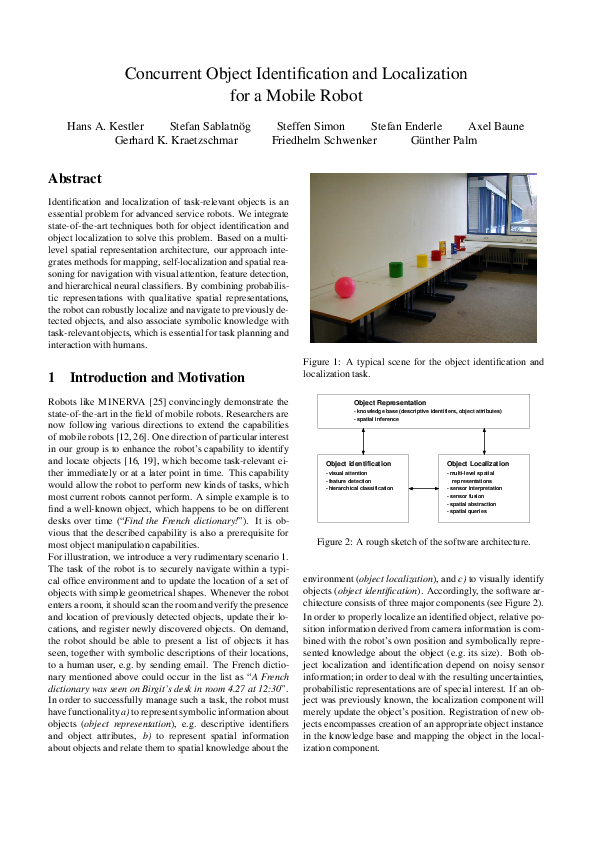 Pdf Concurrent Object Identification And Localization For A Mobile Robot