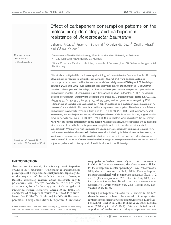 (PDF) Effect of carbapenem consumption patterns on the molecular epidemiology and carbapenem ...