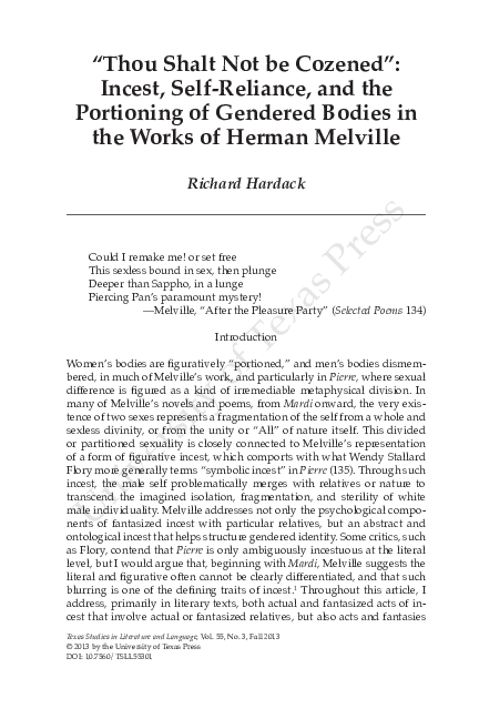 (PDF) "Thou Shalt Not be Cozened”: Incest, Self-Reliance, and the ...